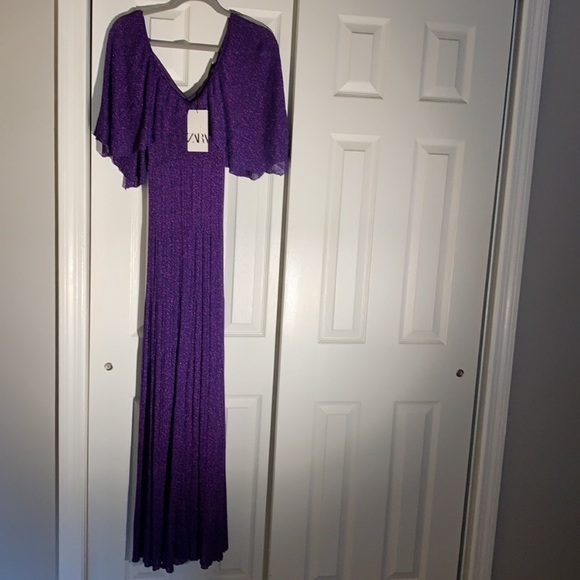 Zara | Dresses | Nwt Zara Purple Metallic Gown | Poshmark
